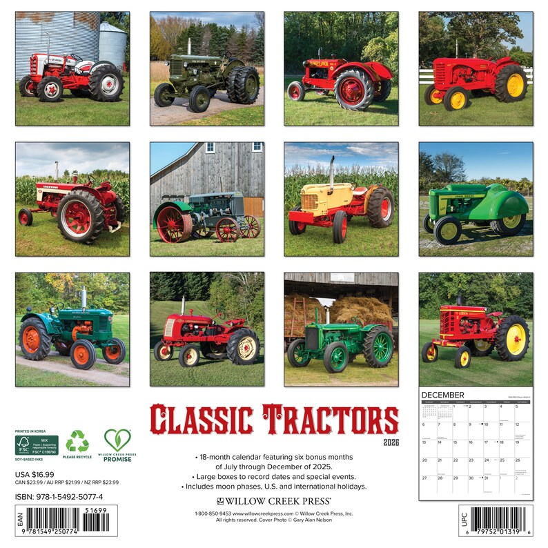 Classic Tractors 2026 12" X 12" Wall Calendar - Etsy