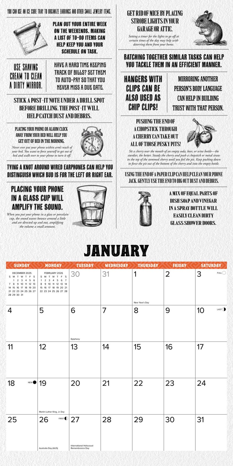 Hacks of Life 2026 12" X 12" Wall Calendar - Etsy
