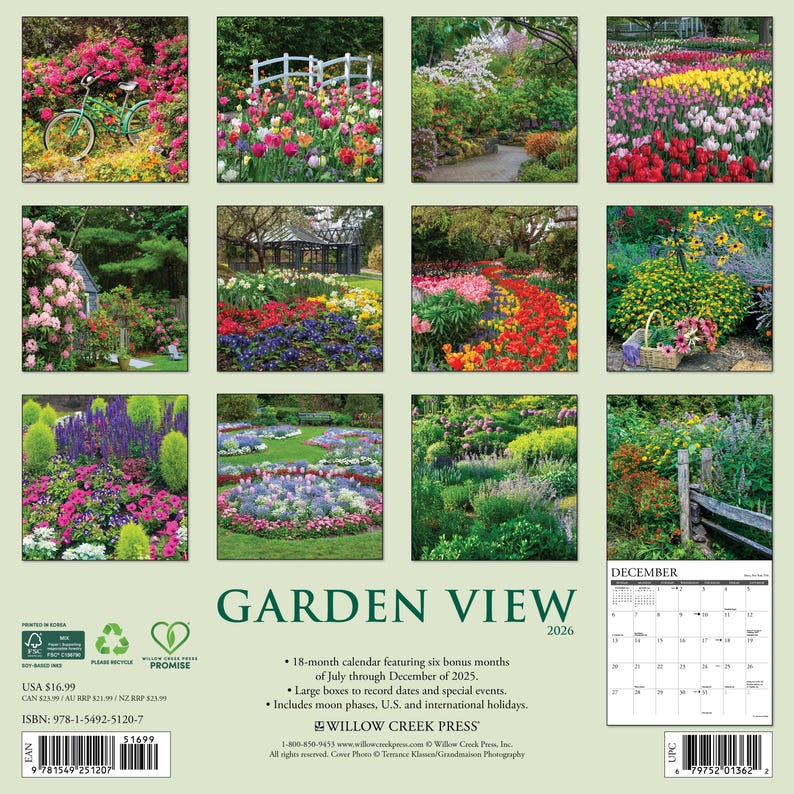 Garden View 2026 12" X 12" Wall Calendar - Etsy