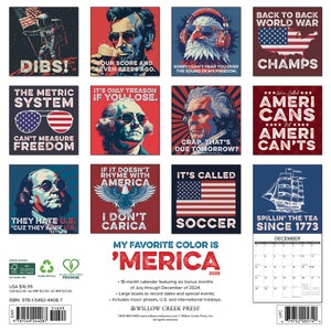 My Favorite Color is 'merica 2025 12" X 12" Wall Calendar - Etsy