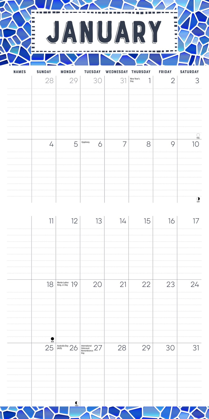 Family Planner Calendar 2026 12" X 12" Wall Calendar - Etsy