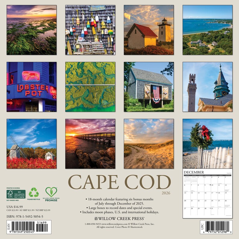 Cape Cod 2026 12" X 12" Wall Calendar - Etsy