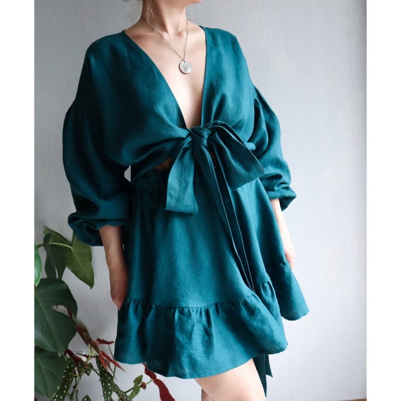 Linen Top.linen Wrap Top. Linen Wrap Blouse. Linen Set. Linen - Etsy