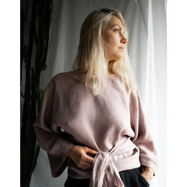 Linen Top. Linen Wrap Top. Linen Wrap Blouse. Linen Kimono - Etsy