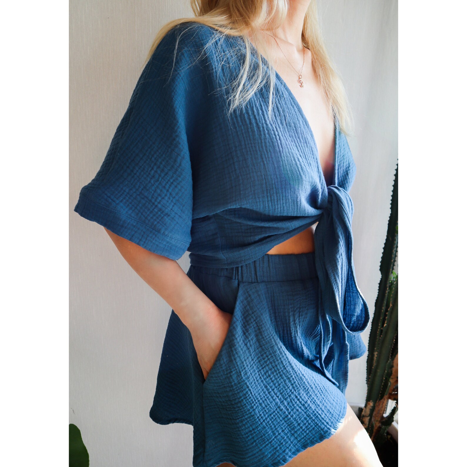 Muslin Set.muslin Wrap Top.muslin Shorts.muslin Skirt | Etsy