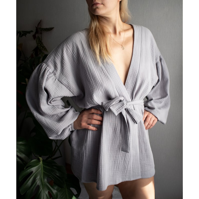 New!muslin Cardigan.muslin Robe.muslin Jacket.open Front.long Puffed ...