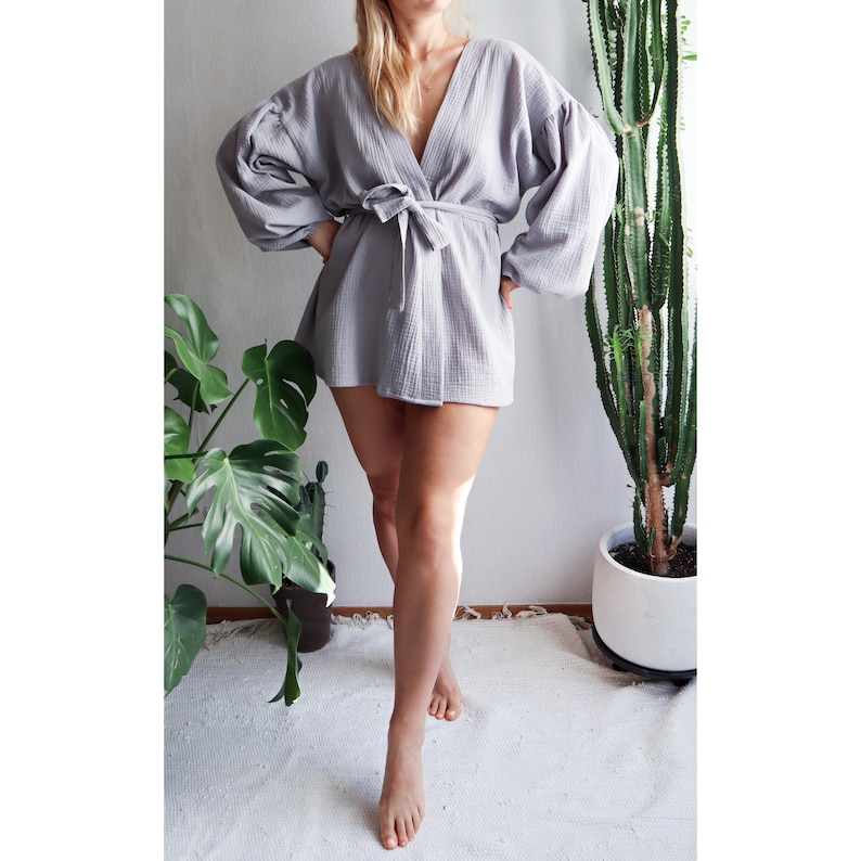 New!muslin Cardigan.muslin Robe.muslin Jacket.open Front.long Puffed ...