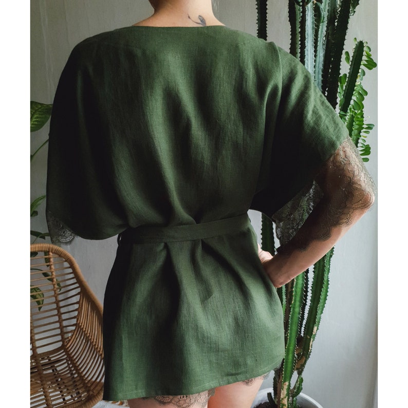 Linen Kimono Robe. Linen Bathrobe Linen Bridesmaid Robe Kimono Jacket ...