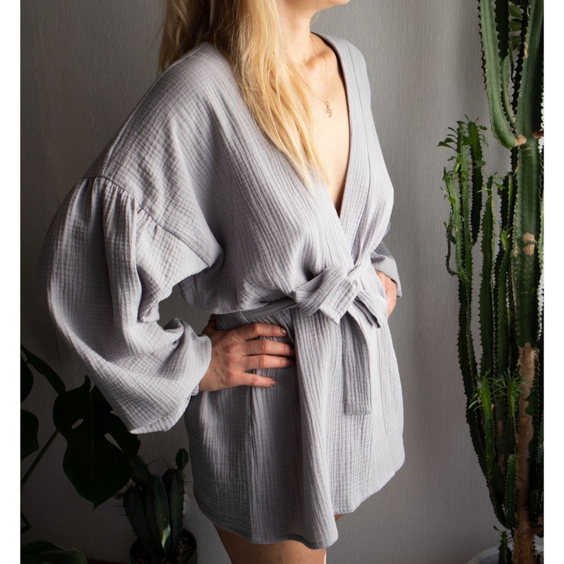 New!muslin Cardigan.muslin Robe.muslin Jacket.open Front.long Puffed ...