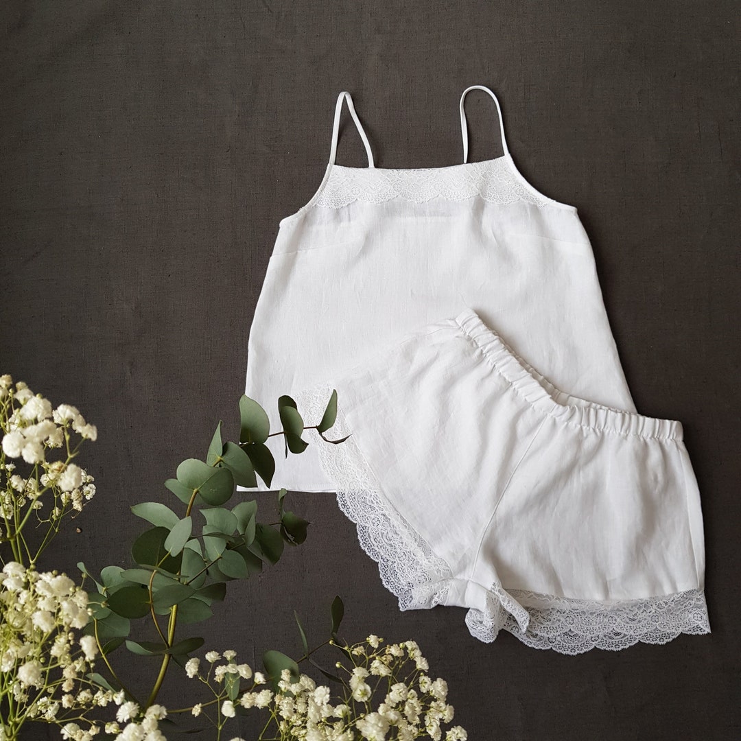 Linen Pajama Linen Pajama Set Linen Top and Linen Shorts Linen ...