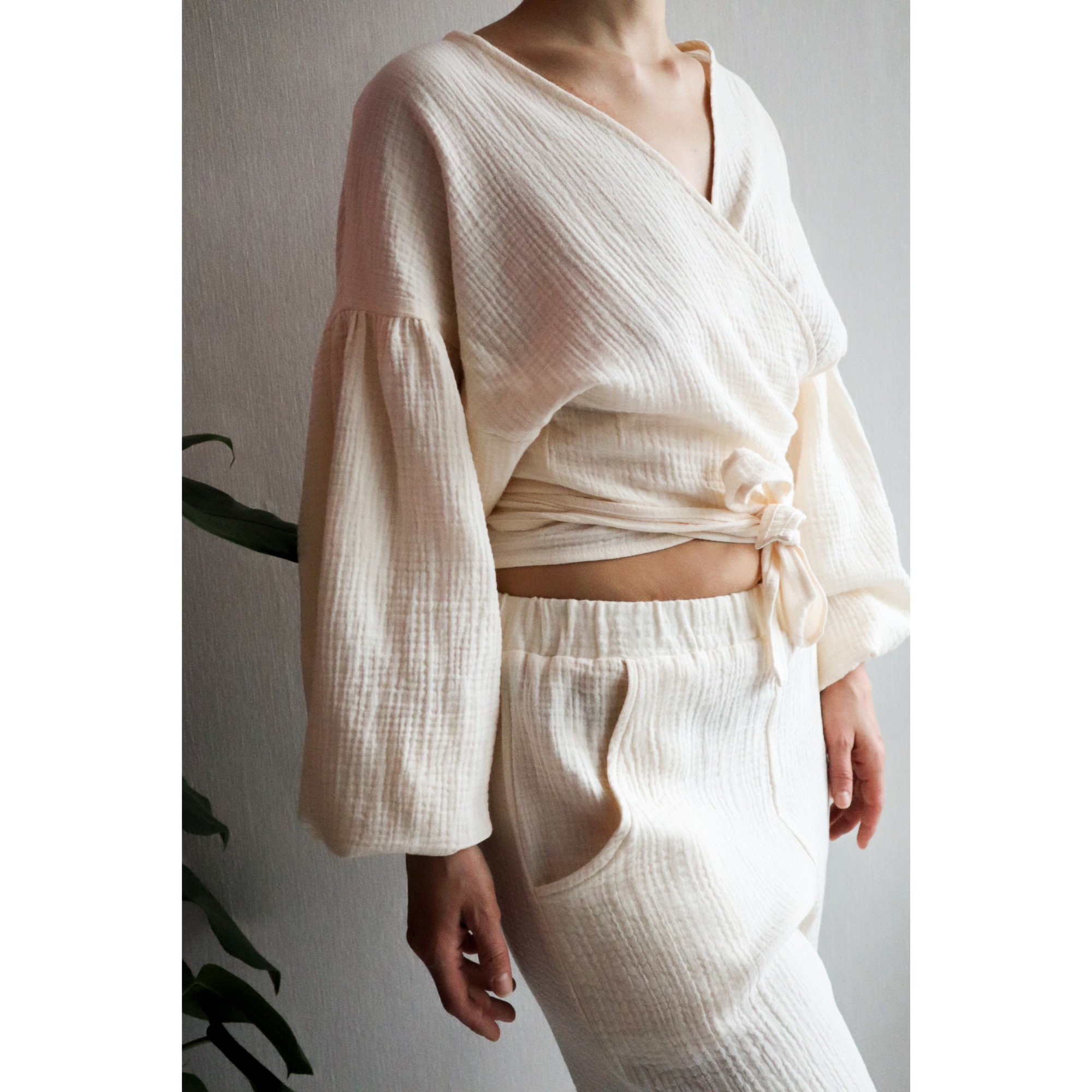 Cotton Set. Muslin Top and Pants. Muslin Puffed Sleeves Set. - Etsy UK