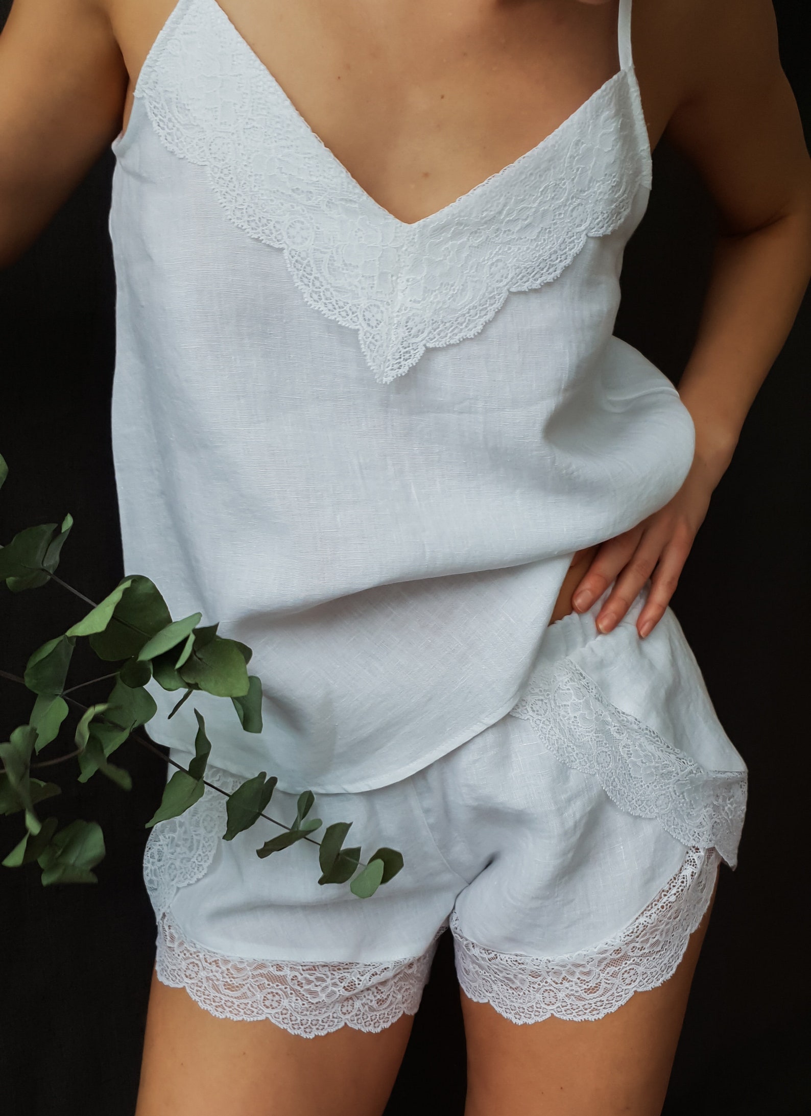 Linen pajama Linen pajama set Linen top Linen shorts Linen | Etsy