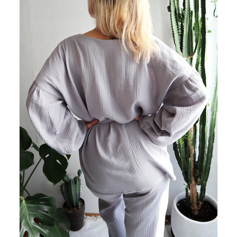 New!muslin Cardigan.muslin Robe.muslin Jacket.open Front.long Puffed ...