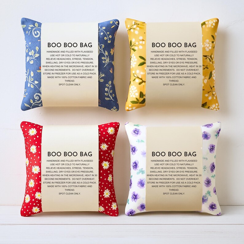 Set of 2 Kids Flaxseed Boo Boo Bags, Hot Cold Pack Relief, Reusable Non ...