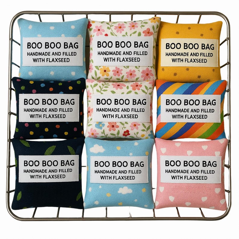 Set of 2 Kids Reusable Boo Boo Bags, Flaxseed Hot and Cold Packs ...