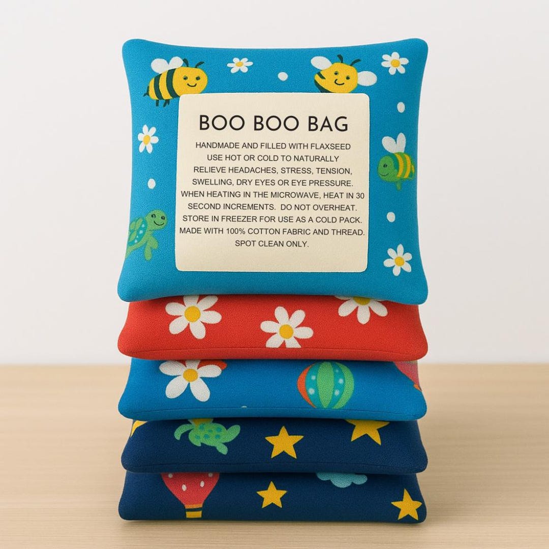 Set of 2 Kids Reusable Boo Boo Bags, Flaxseed Hot and Cold Packs ...