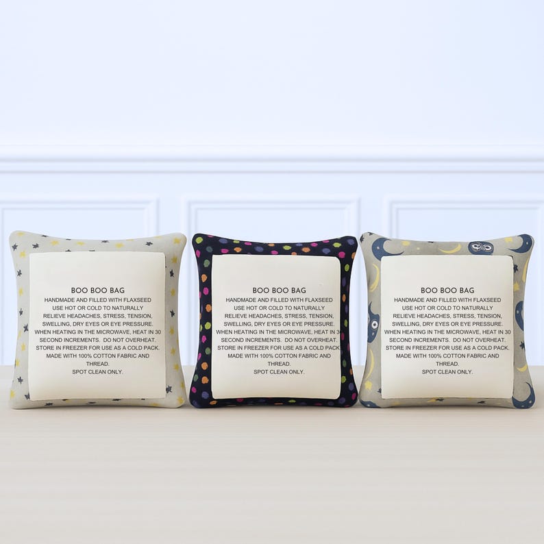 SET OF 2 Flaxseed Boo Boo Bags for Kids, Reusable Boo Boo Bags, Hot ...