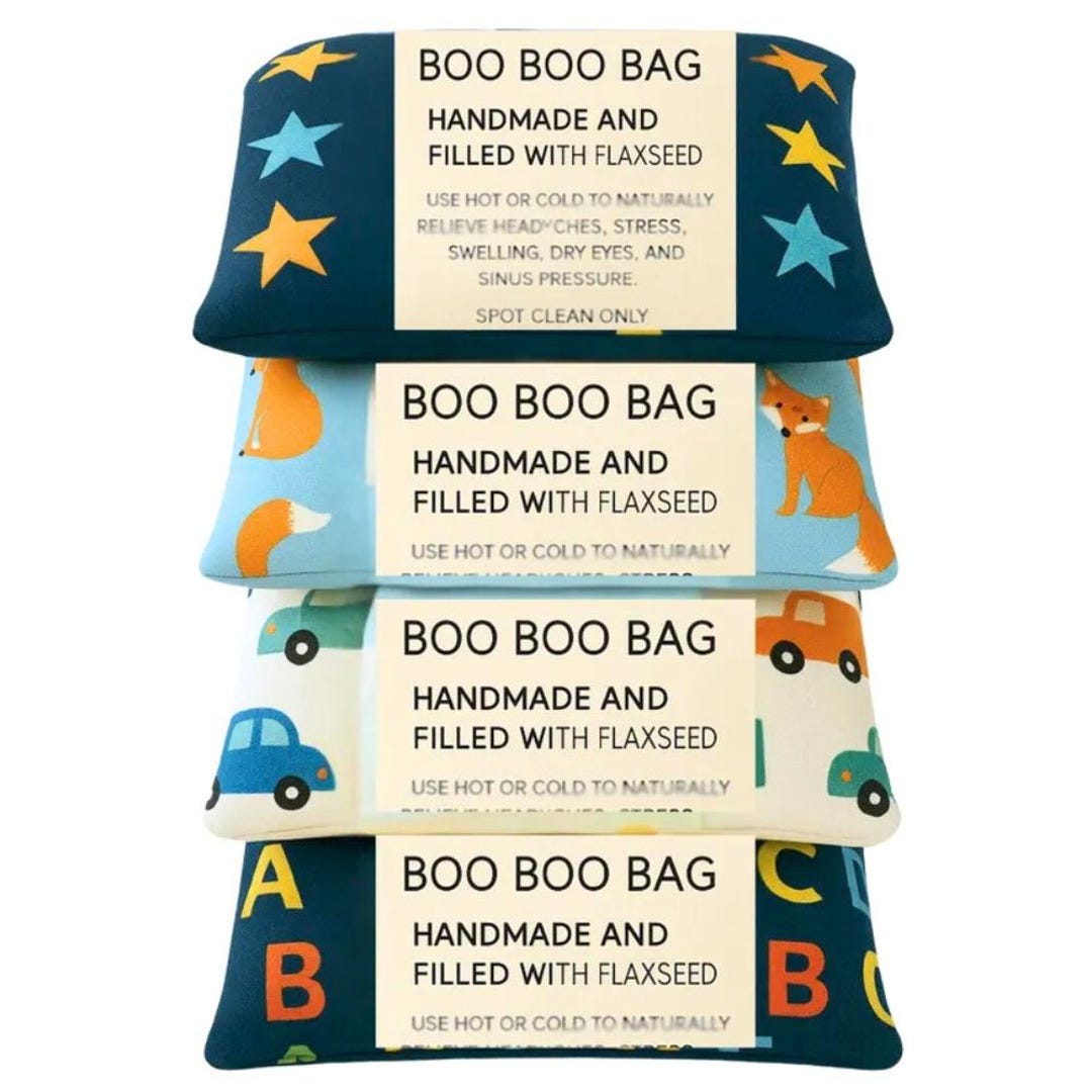 Set of 2 Reusable Flaxseed Boo Boo Bags for Kids, Hot Cold Therapy Pack ...