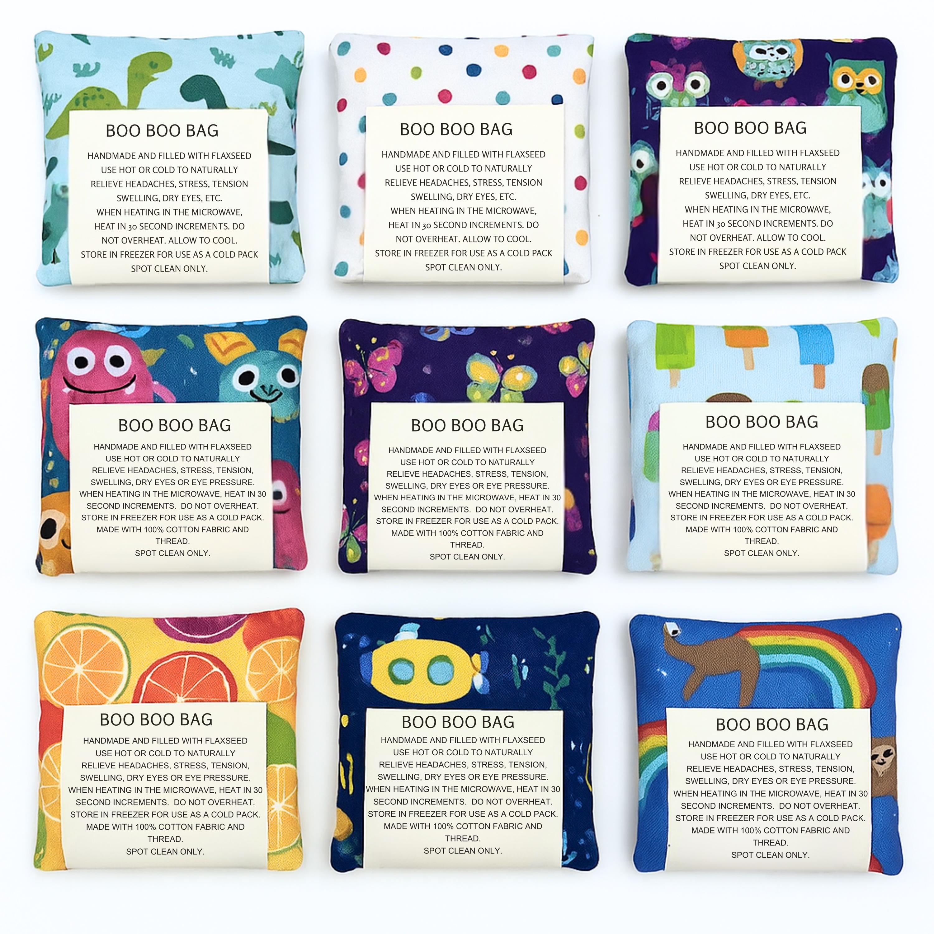 Set of 2 Kids Reusable Boo Boo Bags, Flaxseed Hot and Cold Packs ...