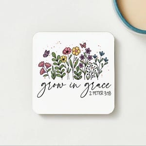 Christian Coasters, God is Good, Grow in Grace, Faith-based Home Decor ...