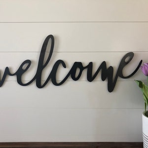 Welcome Script Metal Sign - Etsy