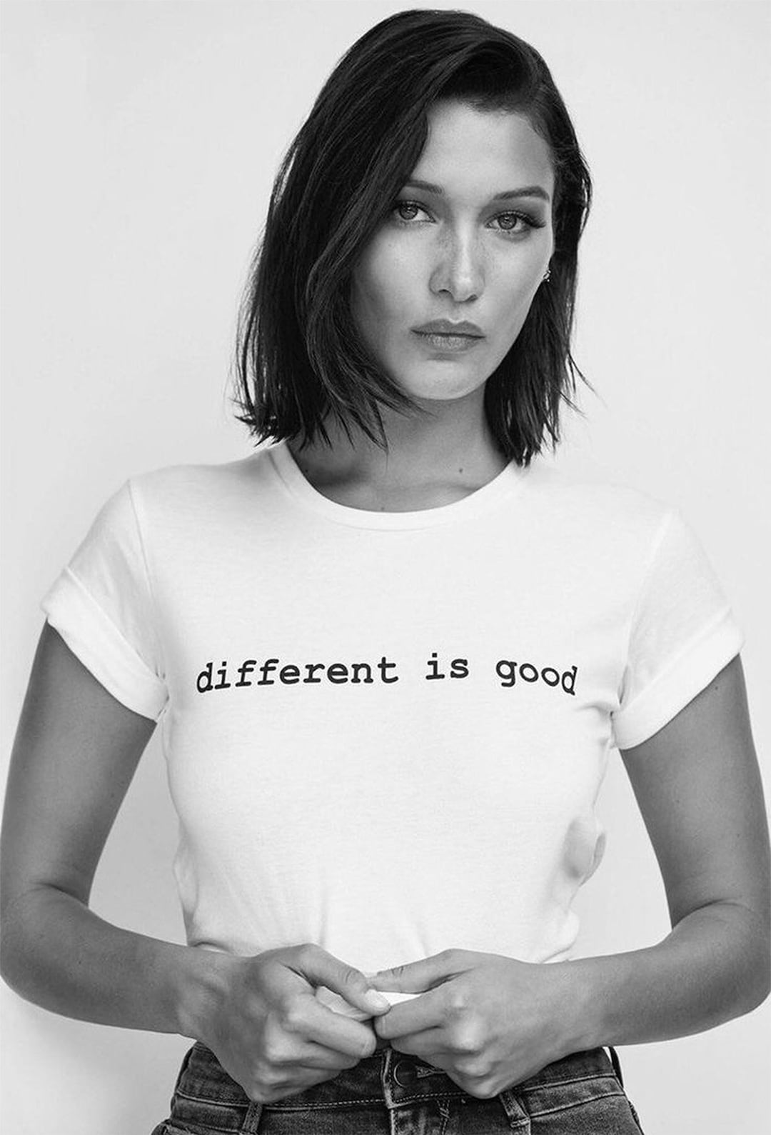 Bella Hadid DIFFERENT IS GOOD T-shirt Bella Hadid Y2K Slogan Baby Tee ...