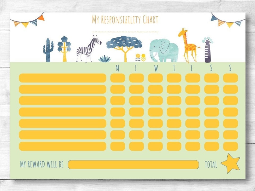 Printable Kids Reward Chart - Cute Animals. Printable. Instant Download ...