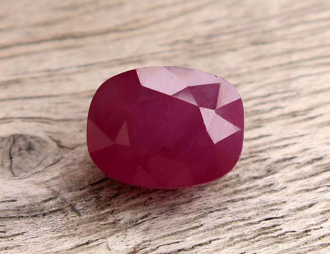 Gorgeous GSI Certified Unheated Natural Ruby Cushion Cut Shape Faceted ...