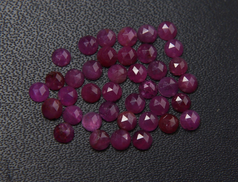 3 to 6 Mm Unheated Natural Ruby Round Rosecut Flatback Cabochon, July ...