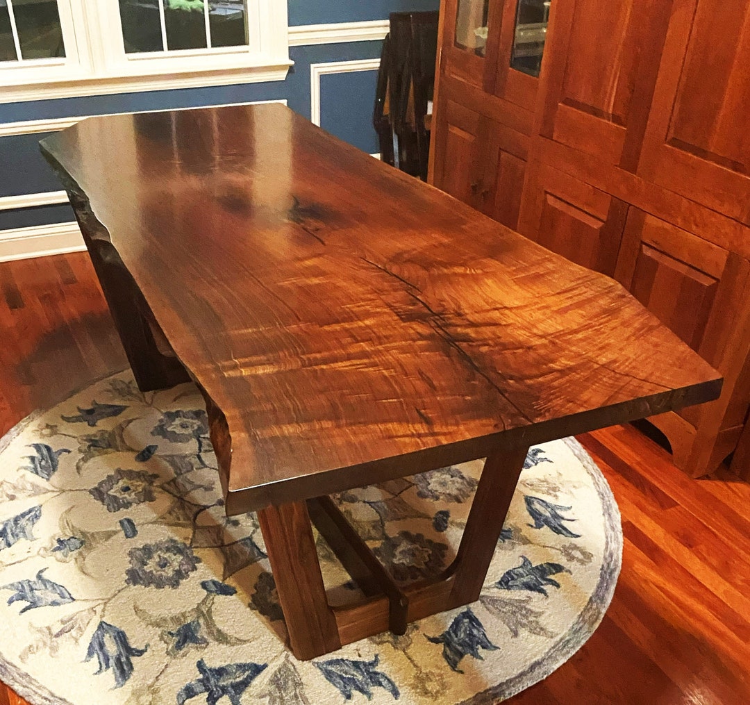 Walnut Live Edge Slab Dining Table - Etsy