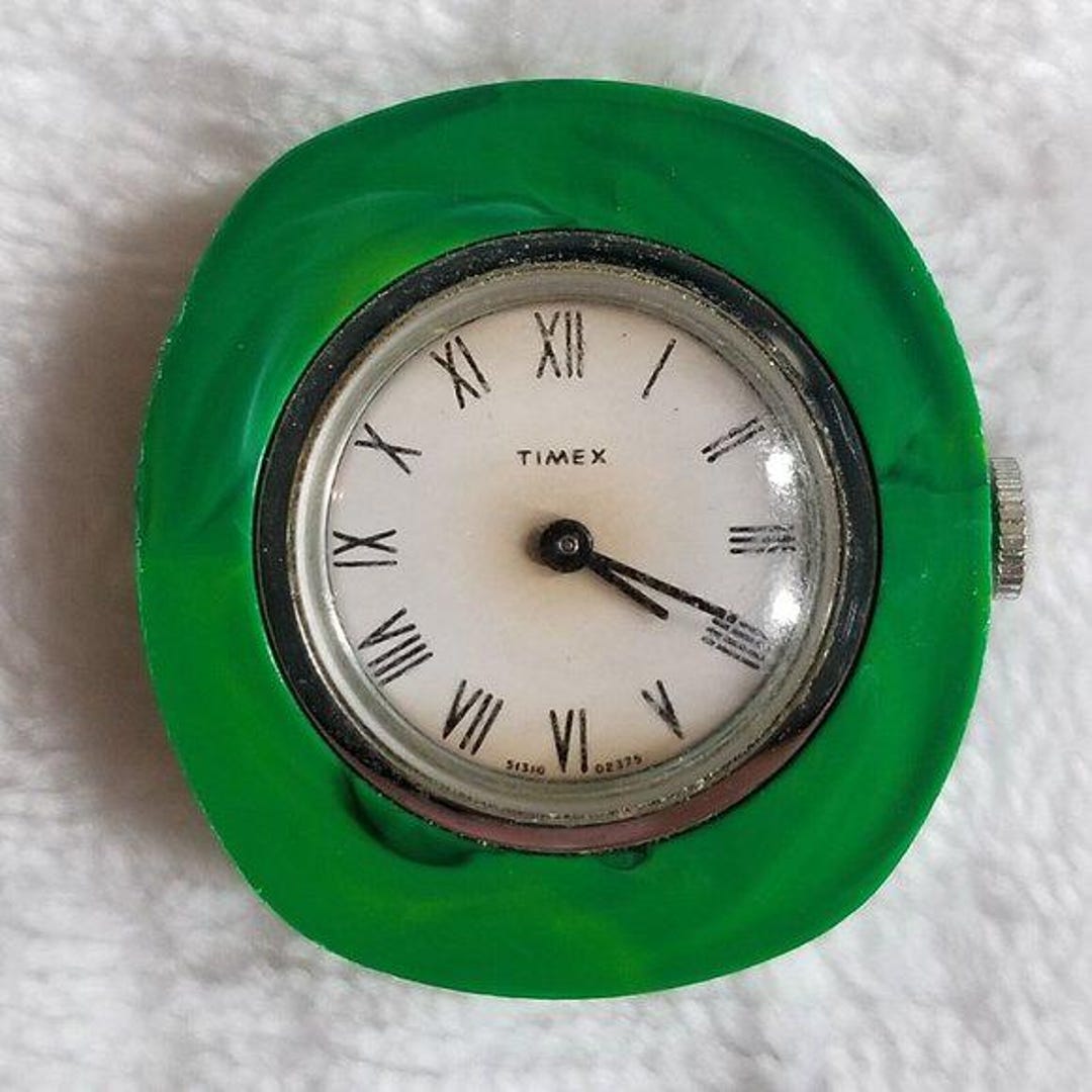 Vintage 70's Timex Women's Green Step Case Manual Wind Watch Case 51310 ...