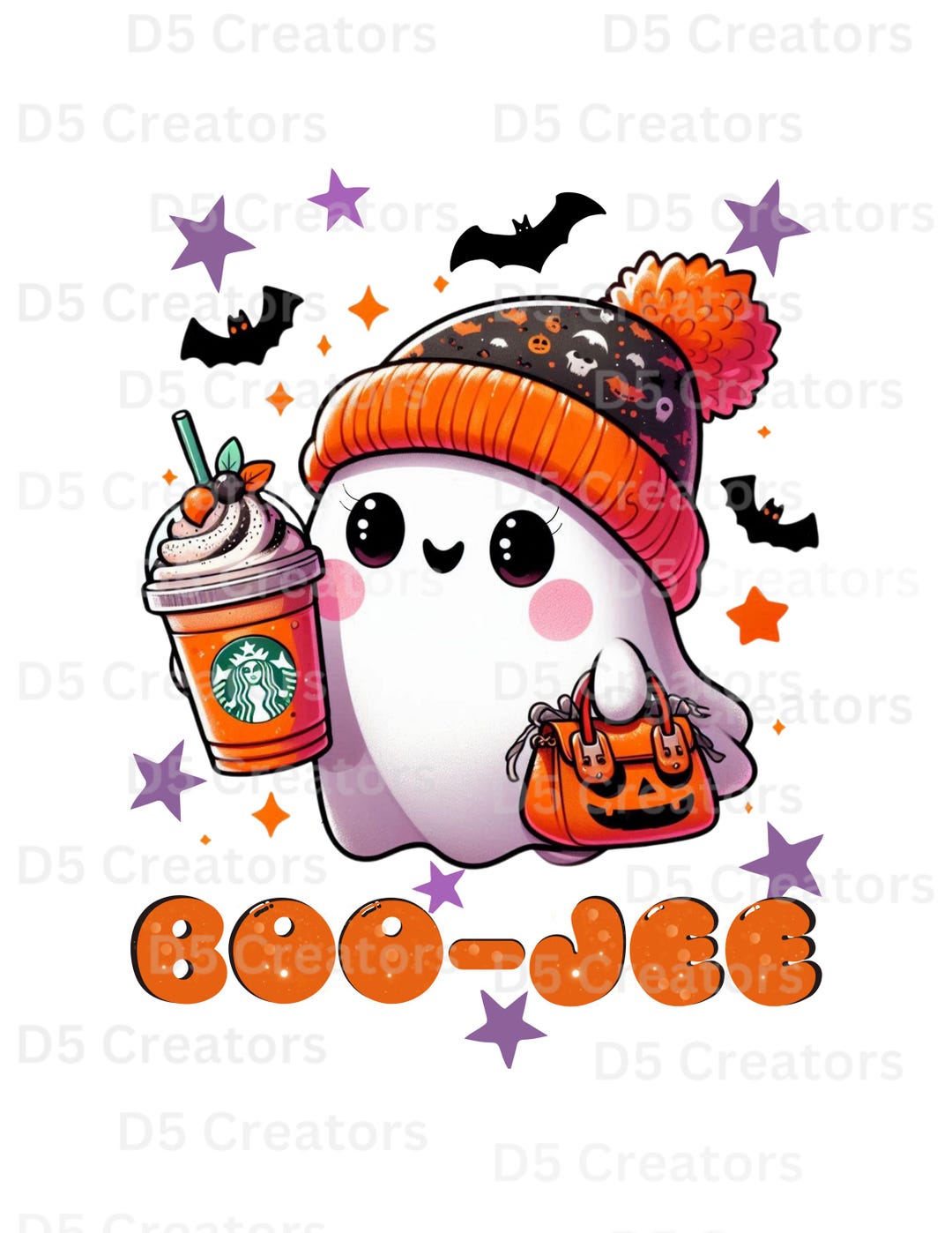 Boojee Ghost Holding Frappuccino and Purse Cute Halloween PNG - Etsy