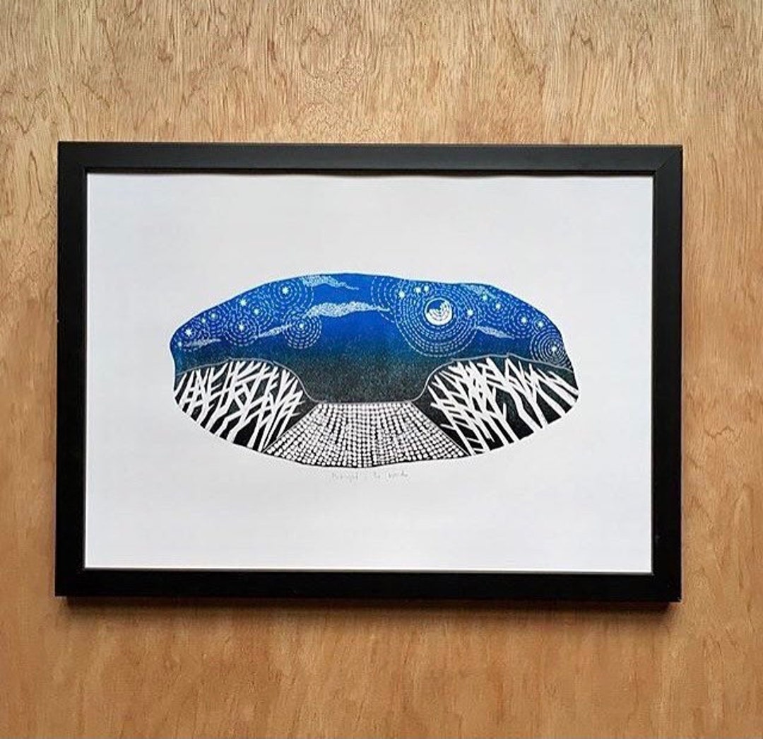 Midnight in the Woods, Linocut, Night Time, Stars, Printmaking - Etsy