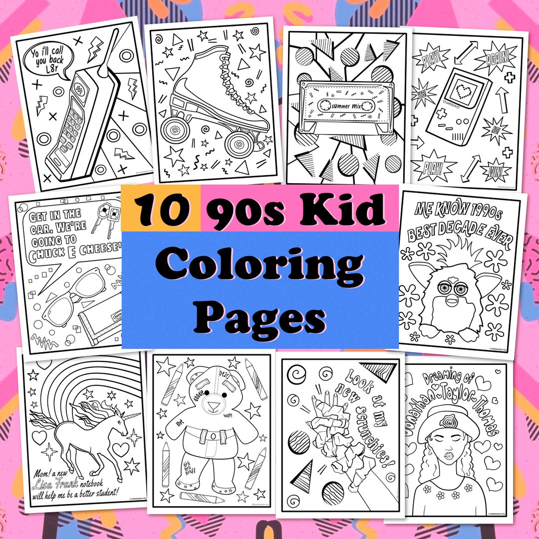 90s Coloring Pages // Printable Coloring Pages for 90s Kids // - Etsy