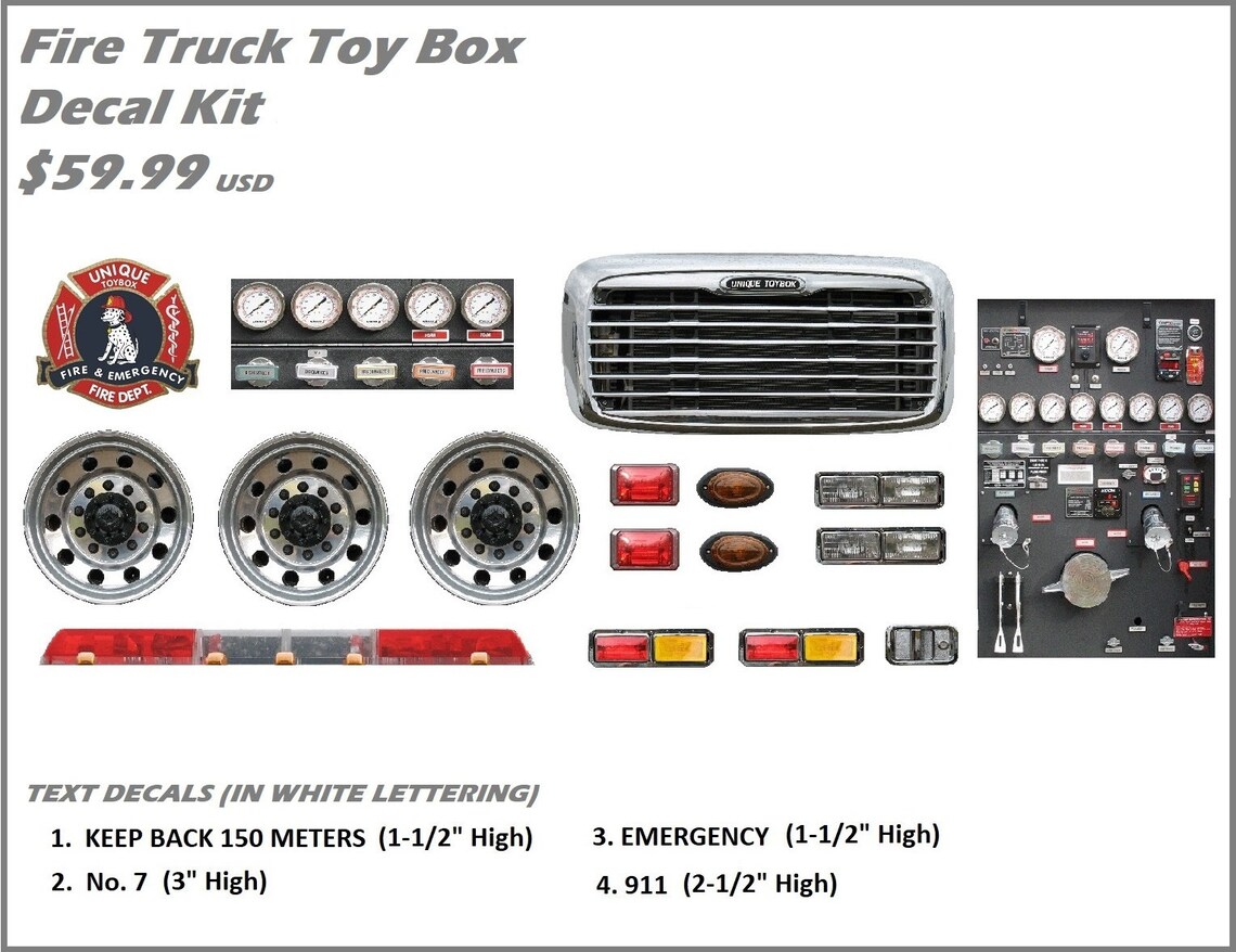 Fire Truck Toy Box Vinyl Decal Kit - Etsy Canada