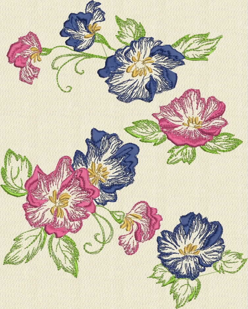 Flowers Machine Embroidery Design | Etsy