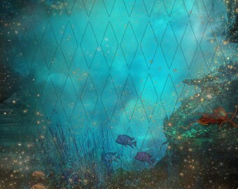 Mermaid Digital Background Dolphin Backdrop Whimsical - Etsy