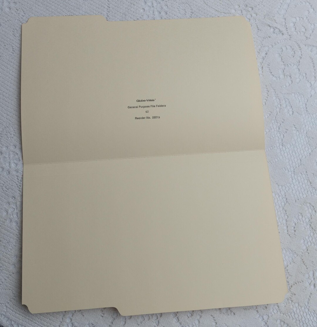 15 Manila File Folders, Legal Sized (14.5x9") Vintage (1991) Globe Weis ...