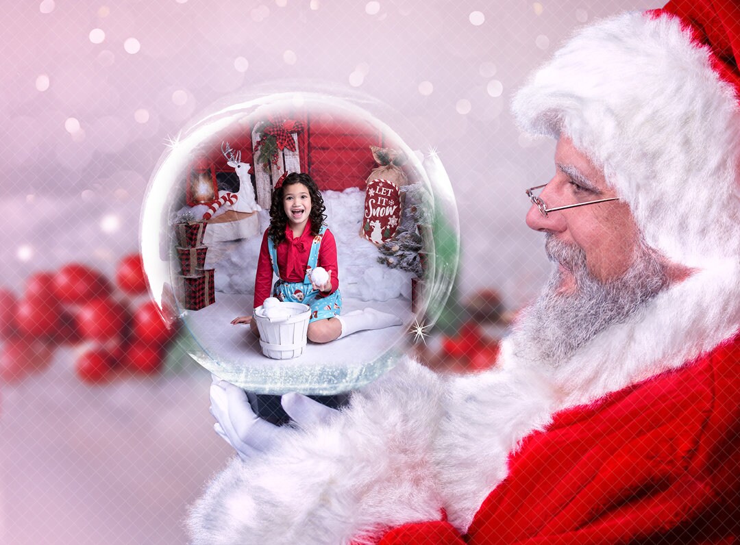 Magical Santa With Globe Digital Background. Holly Berry - Etsy