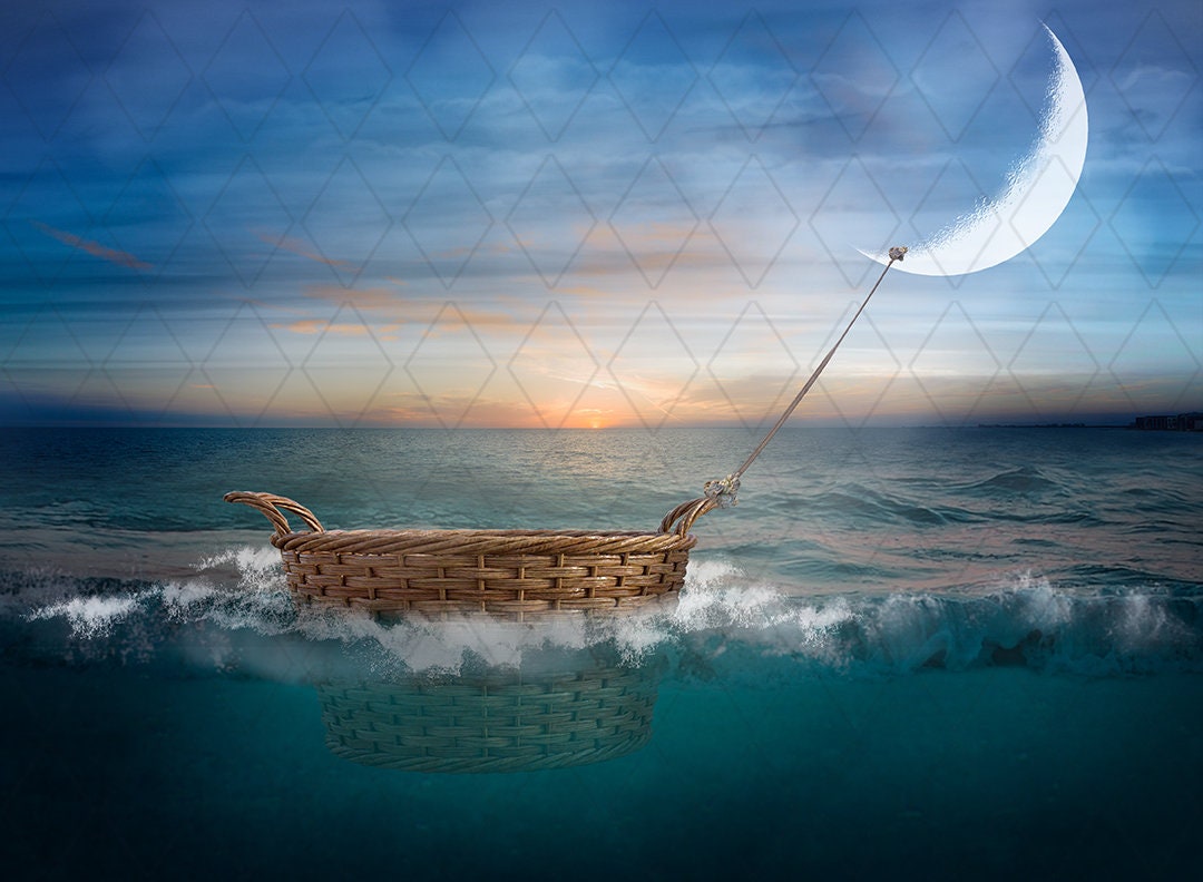Digital Background. Underwater Background. Basket in Ocean. Dreamy ...