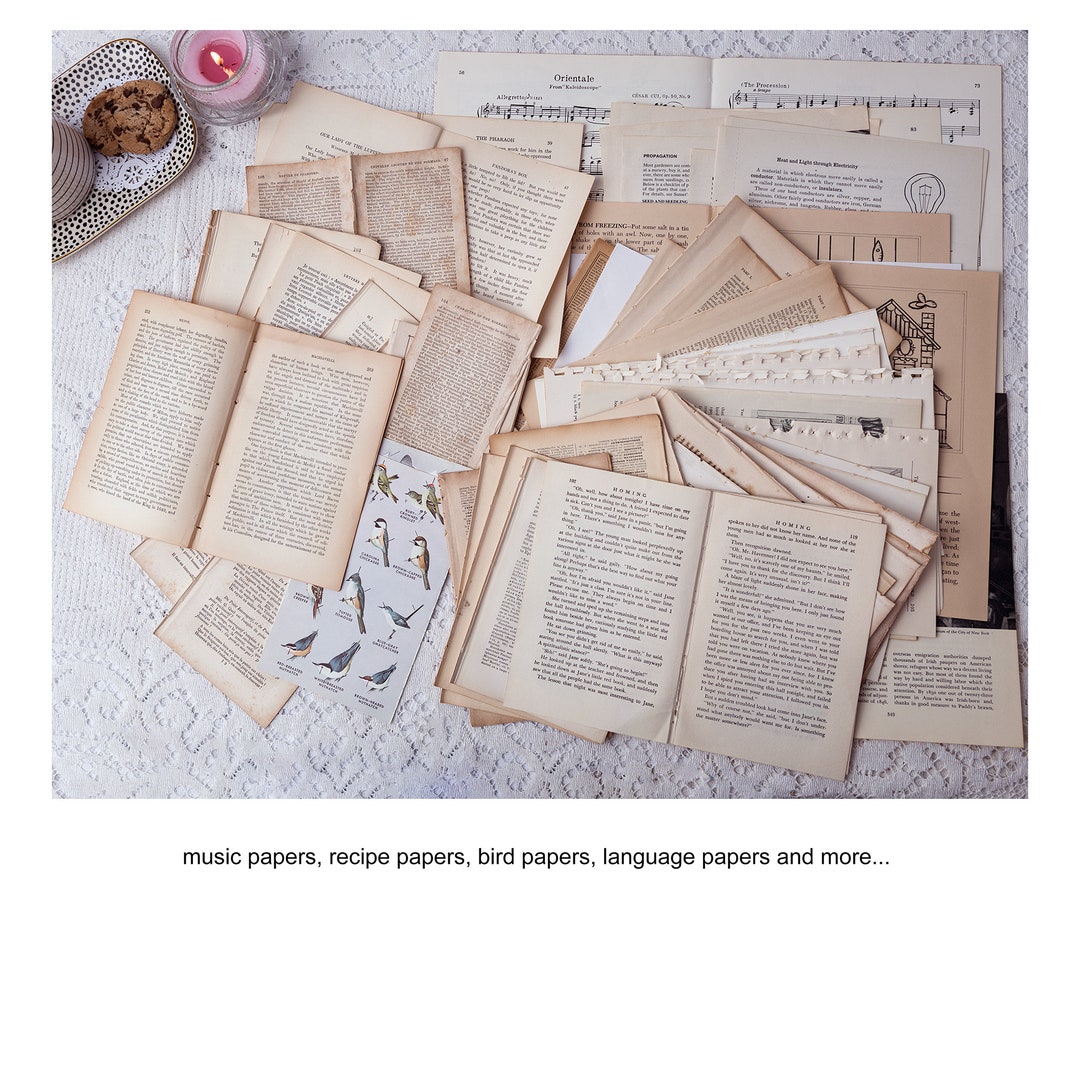 Antique and Vintage Book Pages Bundle, Crafting Supplies , Over 100 ...
