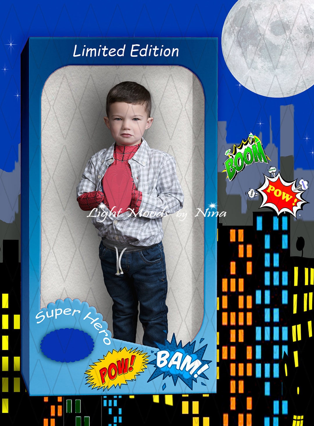 Superhero in a Box Digital Background: Cartoon City Backdrop (digital ...