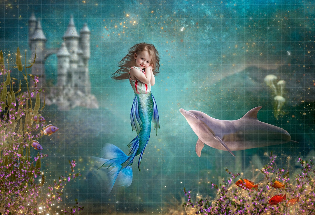 Undersea Mermaid Digital Background, Ocean Adventure, Dreamy Background ...