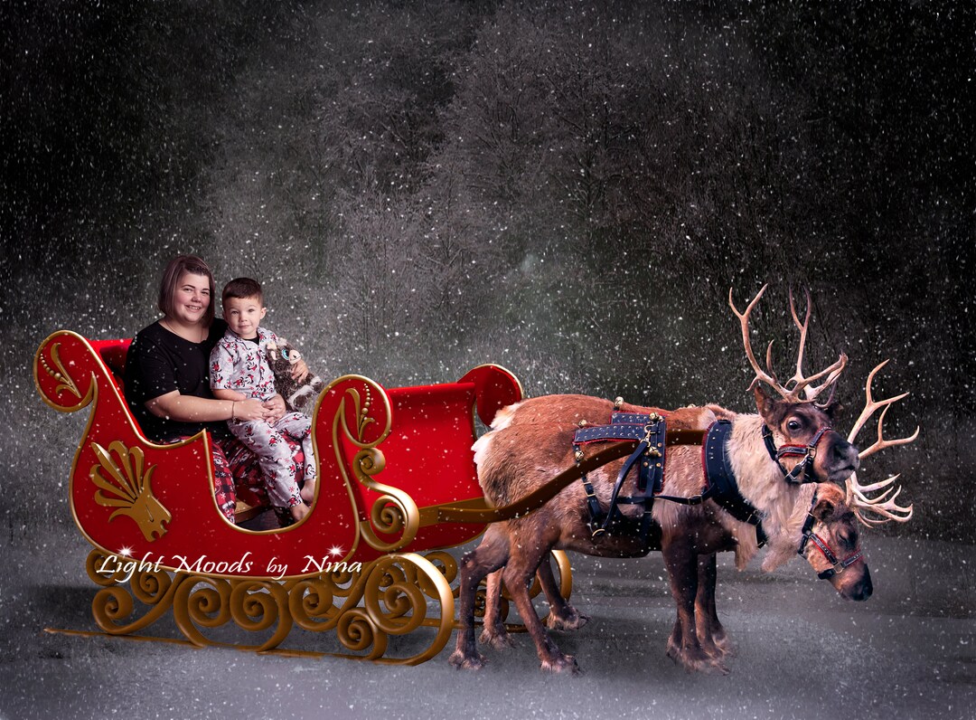 Sleigh Ride, Snowy Background, Christmas Background, Digital Background ...