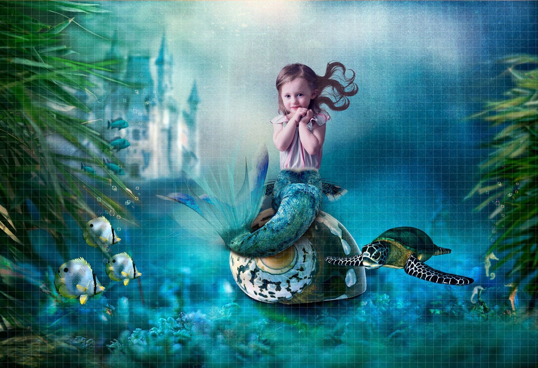Undersea Frolic Digital Background, 2 Backgrounds, 1 With Mermaid Tail ...