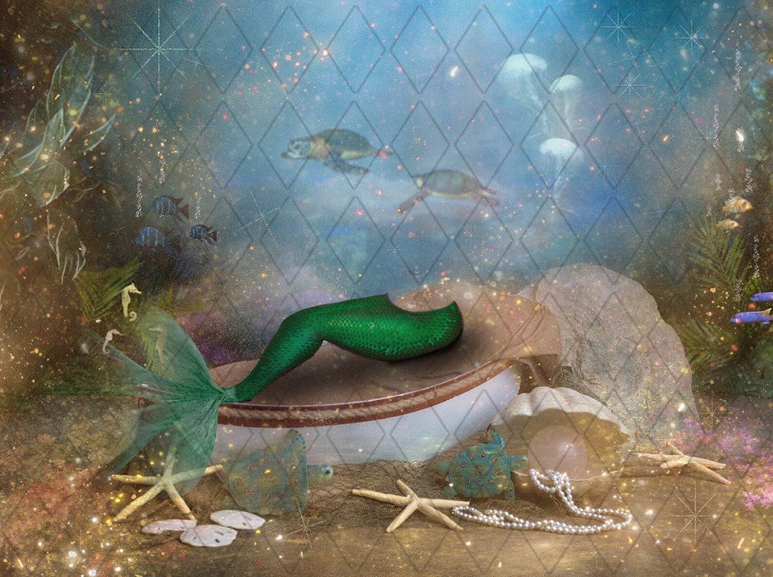 3 Magical Mermaid Digital Backgrounds Adventures in a Magical | Etsy