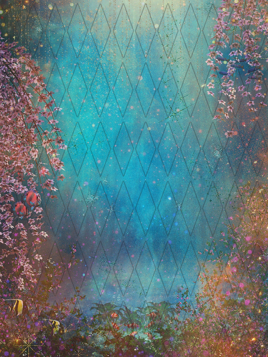 Magical Undersea Digital Background. Sparkling and Serene Underwater ...