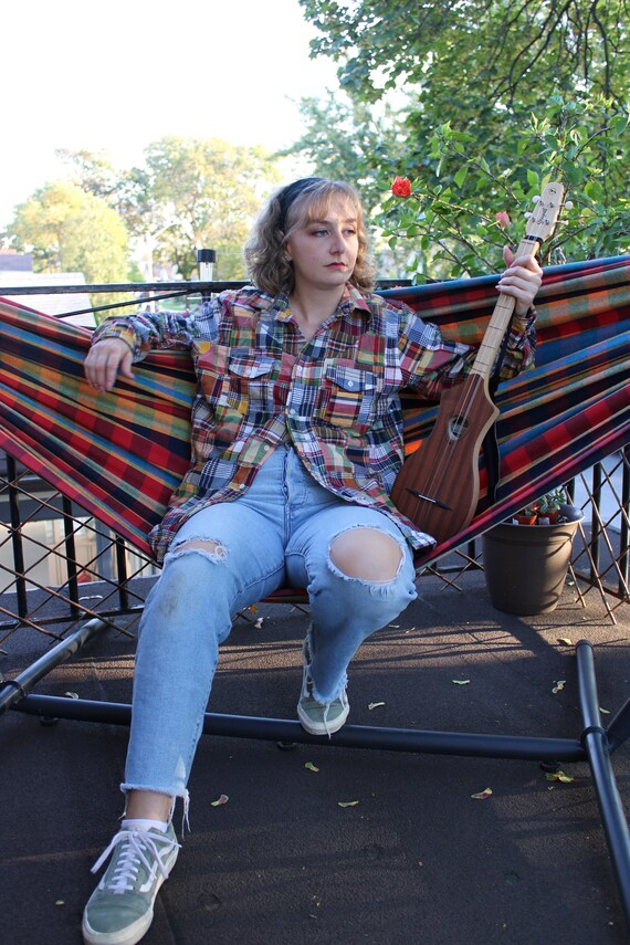 Vintage Revival 00s Patchwork Plaid Button-Up Blouse - Gem