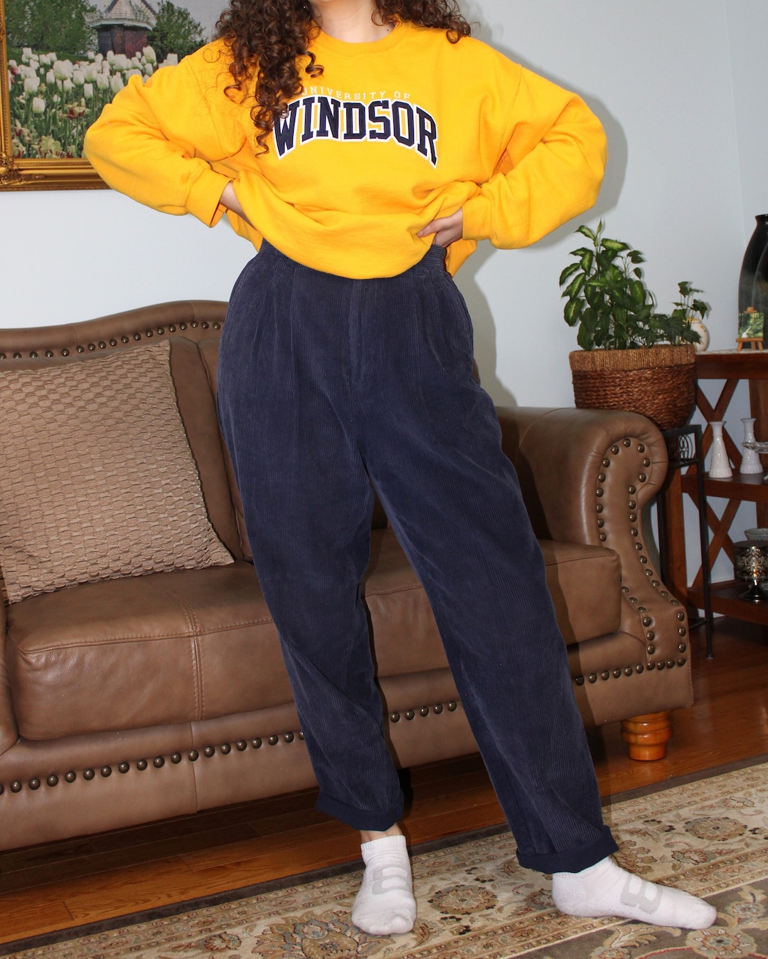 Vintage 1980s Northern Reflections Navy Blue High-waisted Corduroy ...