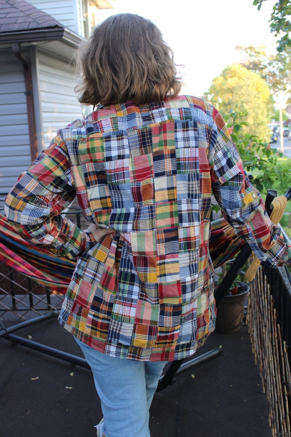 Vintage Revival 00s Patchwork Plaid Button-Up Blouse - Gem